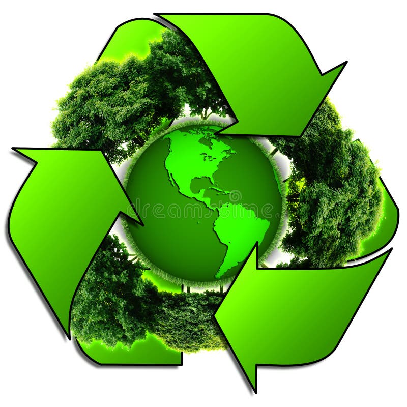 Recycle Logo with Tree and Earth. Eco Globe with Recycle Signs.Ecology ...