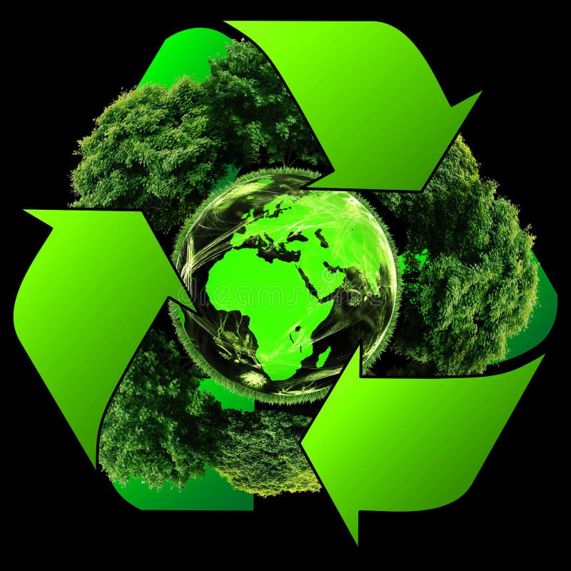 Recycle Logo with Tree and Earth. Eco Globe with Recycle Signs.Ecology ...
