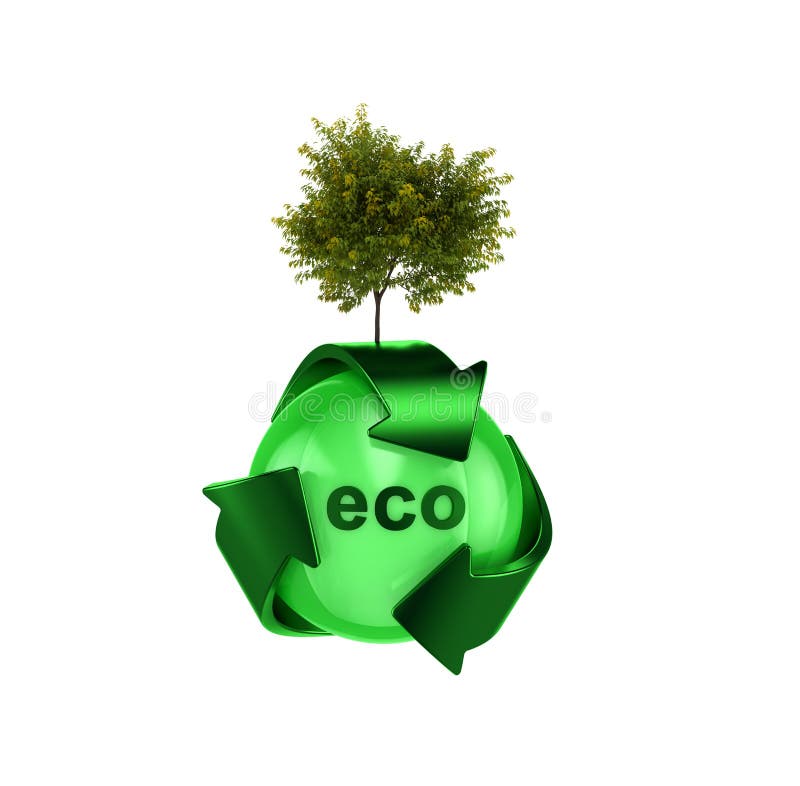 Recycle logo with tree stock illustration. Illustration of cycle - 51395875