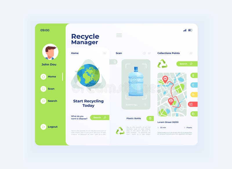 Recycle Manager Tablet Interface Vector Template Stock Vector ...
