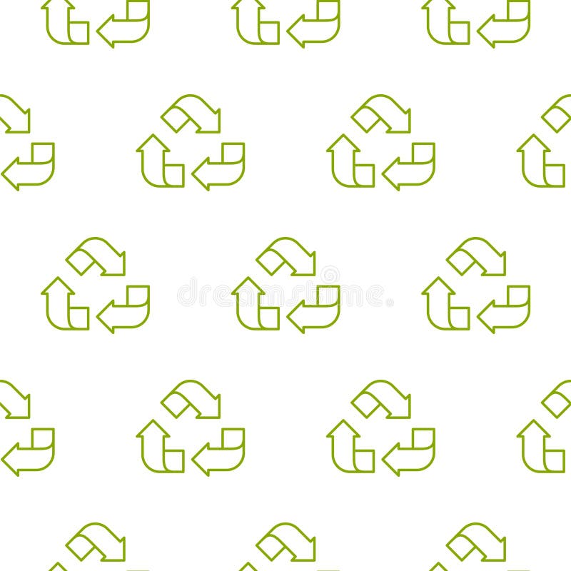 Recycle Outline Green Symbol Pattern. Seamless Simple Line Illustration ...