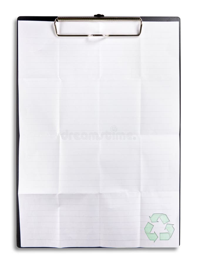 Recycle Paper on Clip Board Isolated Stock Photo - Image of notice ...