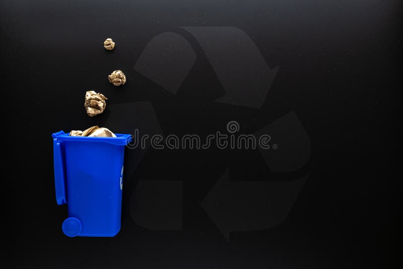 Blue dustbin stock photo. Image of home, basket, trashcan - 68843588