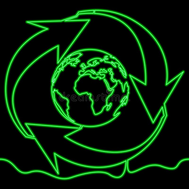Recycle Planet Earth Icon Neon Glow Vector Concept Stock Vector ...