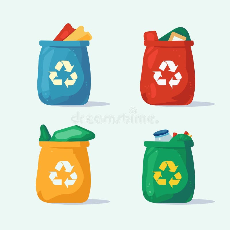 Recycle Plastic Bag Set Vector Flat Isolated Illustration Stock Vector ...