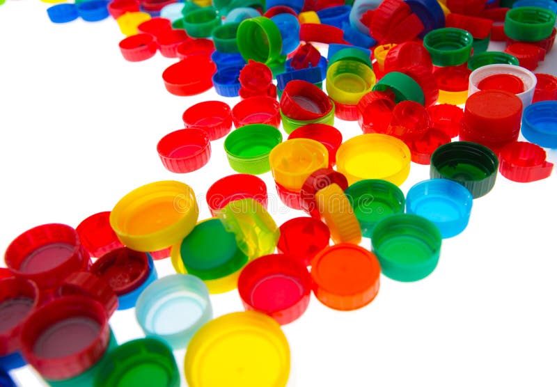 Recycle Plastic Bottle Caps, Color Plastic Caps Stock Photo - Image of ...