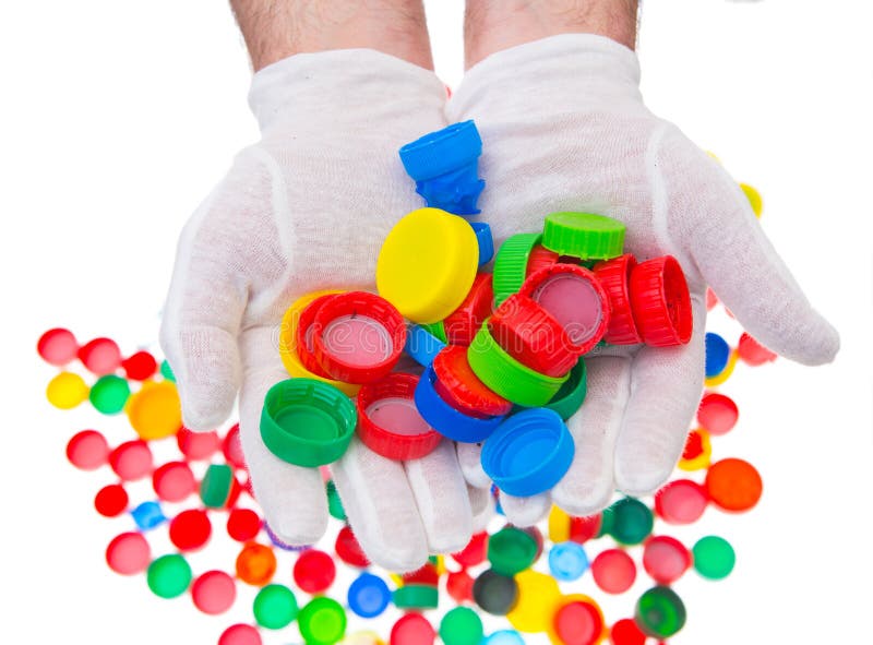 Recycle Plastic Bottle Caps, Color Plastic Caps Stock Photo - Image of ...