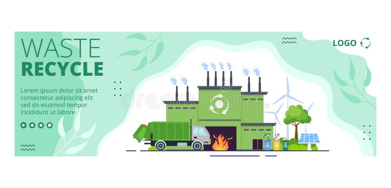 Recycle Process with Trash Cover Template Flat Illustration Editable of ...