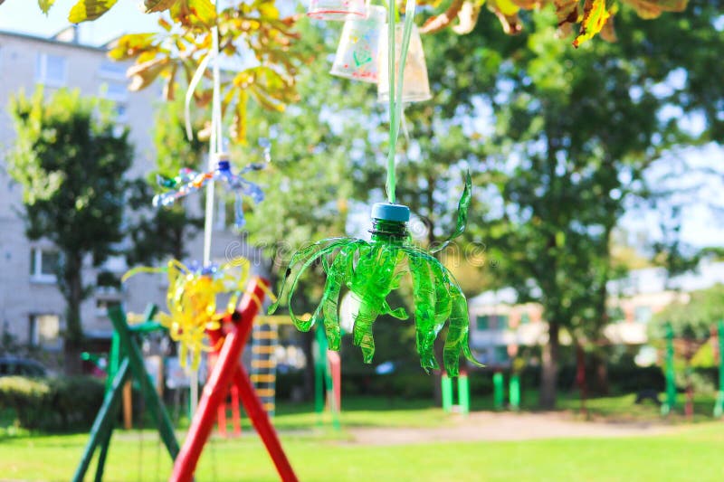 Recycle Project of Plastic Bottles and Cups, Colored with Different ...