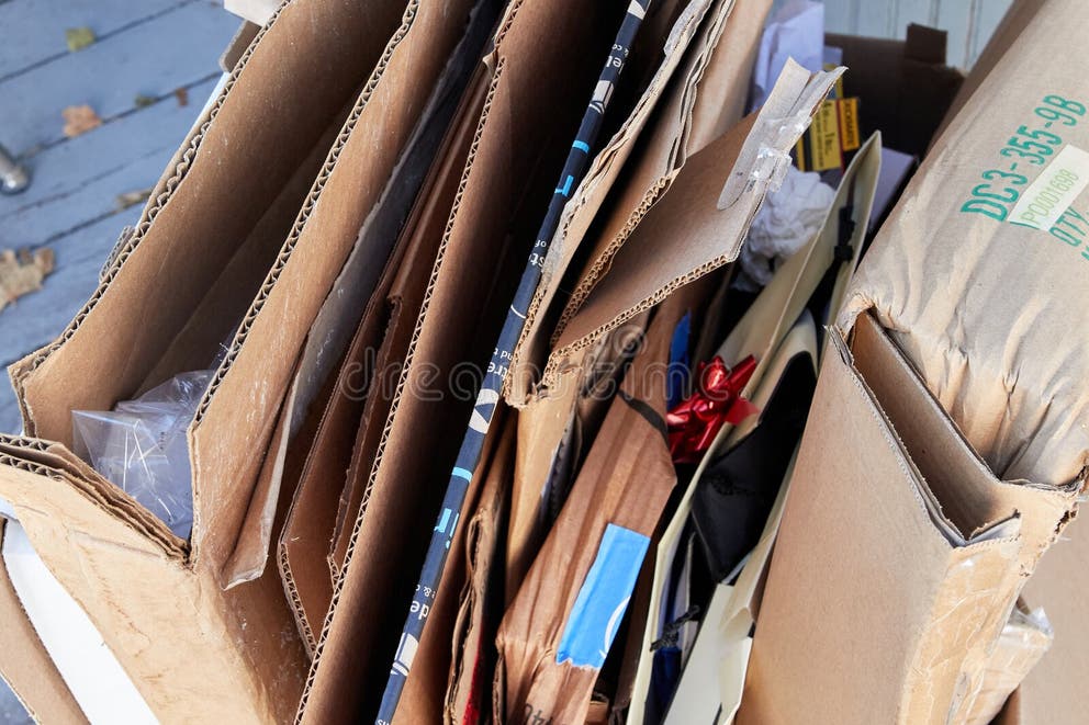 Recycle Ready Cardboard Boxes Folded into a Large Box Stock Image ...