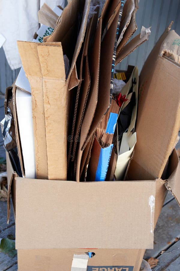 Recycle Ready Cardboard Boxes Folded into a Large Box Stock Photo ...