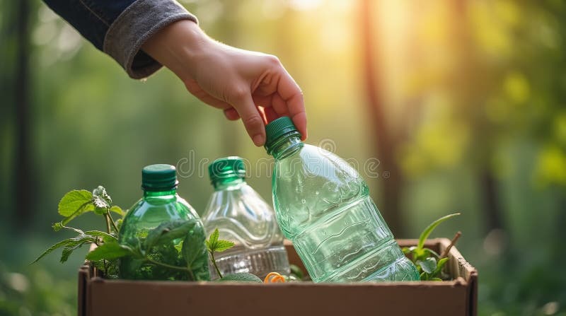 Recycle Reduce Reuse in Zero Waste Concept. Hand Holding Plastic Bottle ...