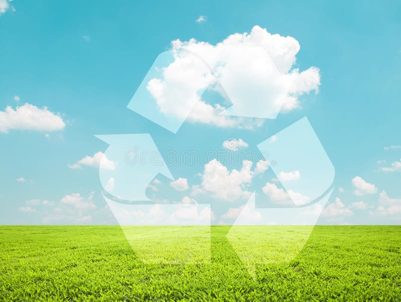 Recycle Sign Against Beautiful Landscape Stock Photo - Image of nature ...
