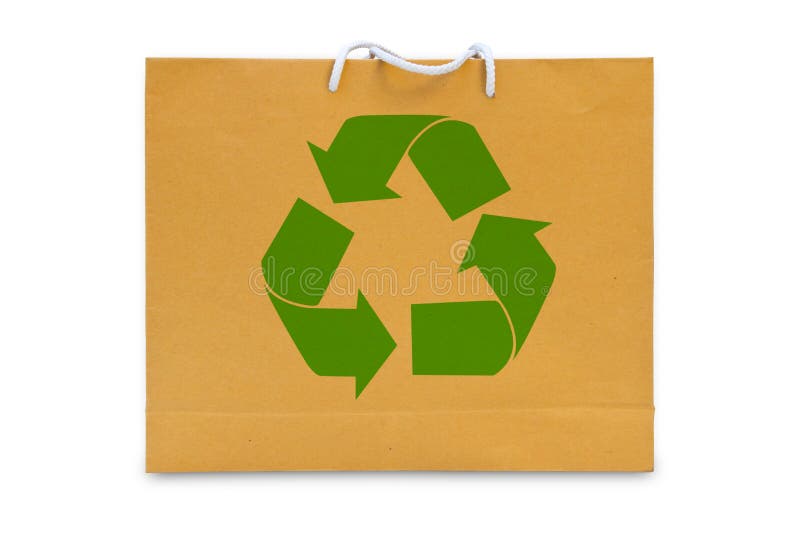 Recycle Sign on Brown Paper Bag Stock Photo - Image of maroon ...
