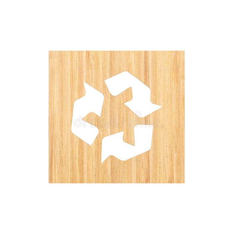 Recycle Sign Cut in the Wooden Board Isolated on White Stock Photo ...