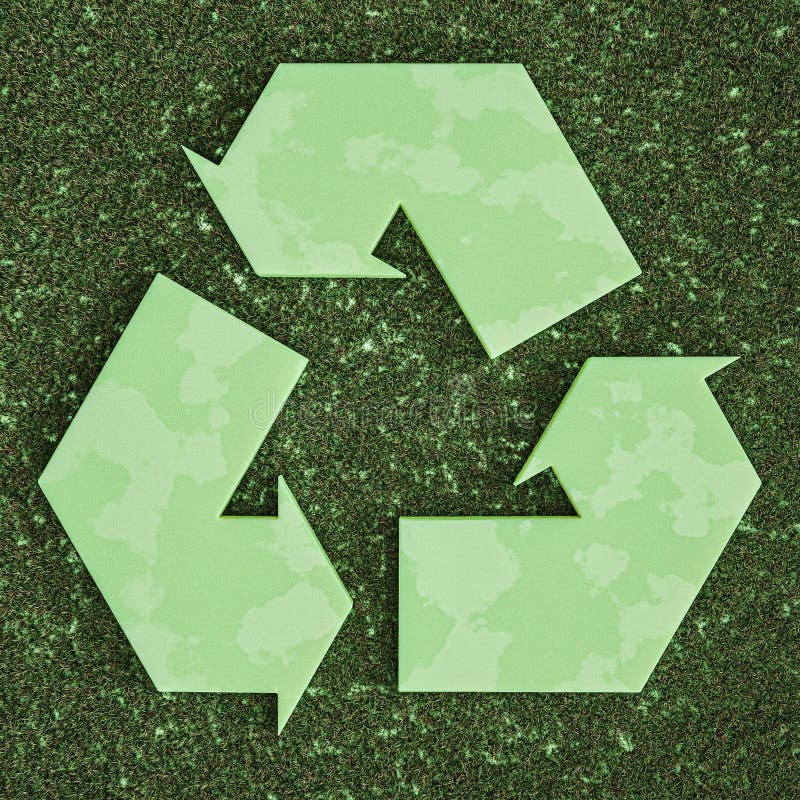 Recycle Sign on Green Grass Stock Illustration - Illustration of ...