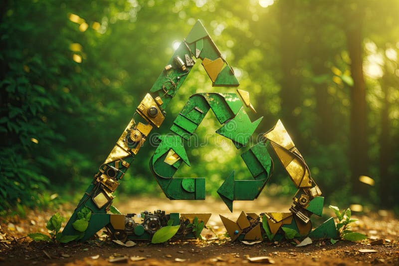 Recycle Sign Green Triangular Eco Recycle Concept. Ai Generative Stock ...