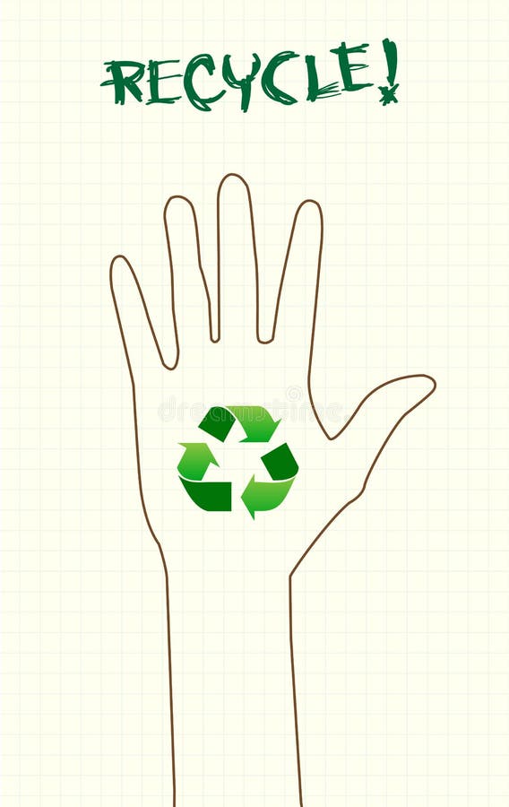 Recycle sign on hand stock vector. Illustration of conservation - 26540296