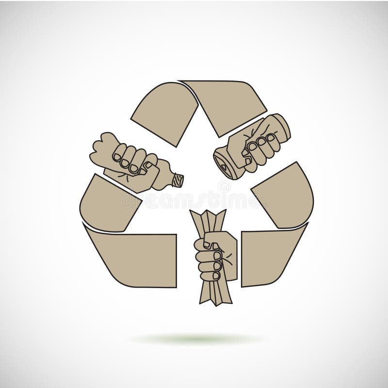 Recycle Sign Icon with Hands. Stock Illustration - Illustration of hand ...