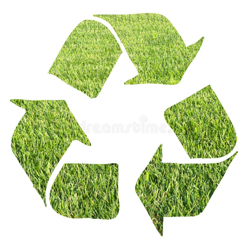 Recycle Sign Made with Grass, Clouds and Water Droplets Stock Photo ...