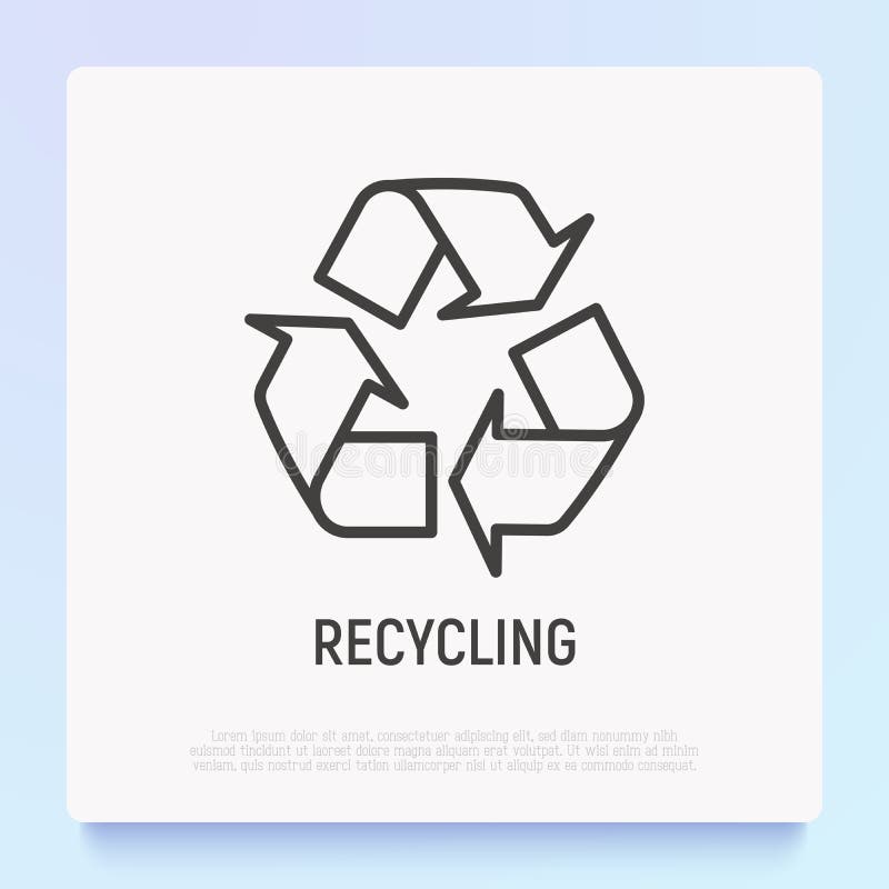 Recycle Sign: Three Arrows in Circle Thin Line Icon. Modern Vector ...