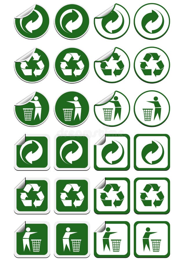 Recycle stickers stock vector. Illustration of promotional - 5703992