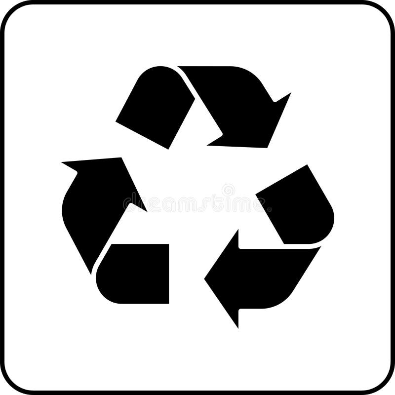 Recycle Symbol. Black & White Triangular Recycling Icon. Vector Stock ...