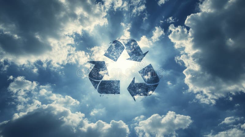 Recycle Symbol in Bright Sunlight and Dramatic Clouds Stock ...
