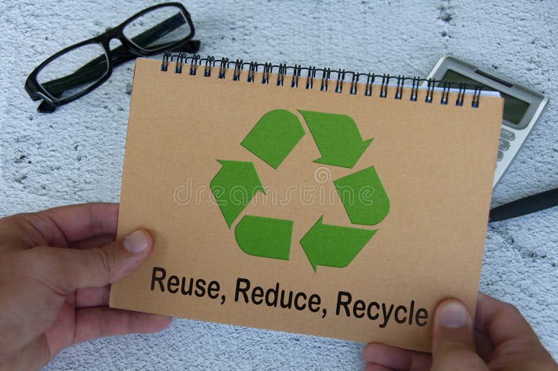 Recycle Symbol on Brown Notebook. Reuse, Reduce and Recycle Stock Image ...