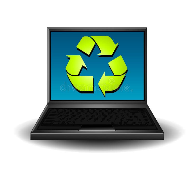 Recycle Symbol on Computer stock illustration. Illustration of ...