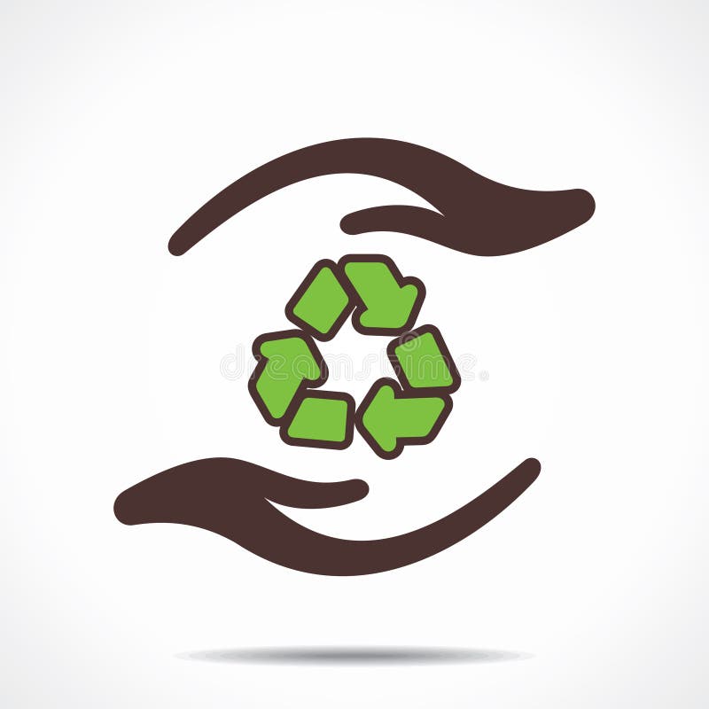 Recycle symbol in hand stock vector. Illustration of green - 33125058