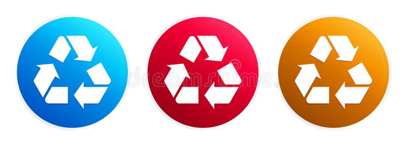 Recycle Symbol Icon Premium Trendy Round Button Set Stock Vector ...