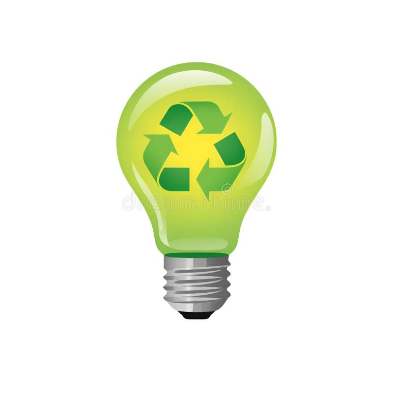 Recycle Symbol Inside Light Bulb, Green Energy Concept, Isolated on ...
