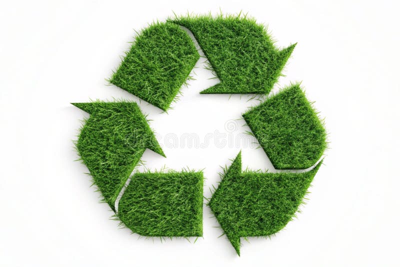 Recycle Symbol Made of Grass - Generated by Ai Stock Illustration ...