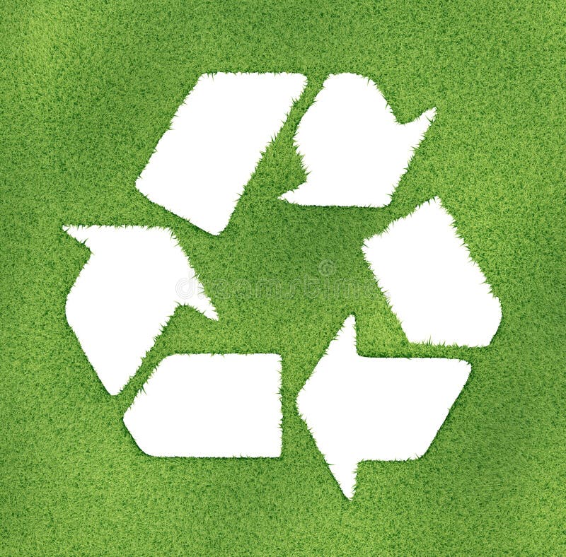 Recycle Symbol Made on Grass Outlines Stock Illustration - Illustration ...