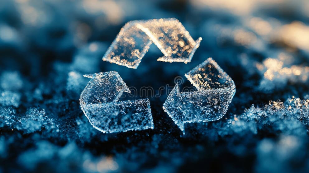 Recycle Symbol Made of Ice on a Cold, Icy Surface. Stock Image - Image ...