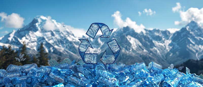 Recycle Symbol Over a Snowy Mountain Range Stock Illustration ...