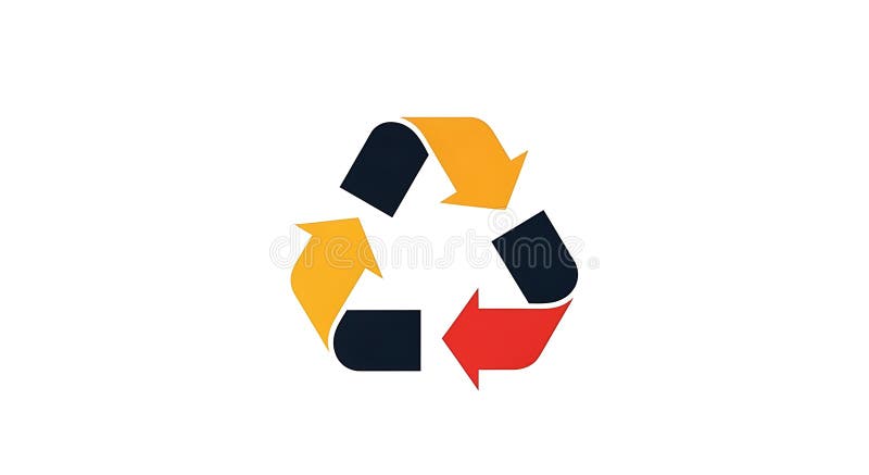 Recycle Symbol with Three Arrows, Colored in Yellow, Dark Blue, and Red ...