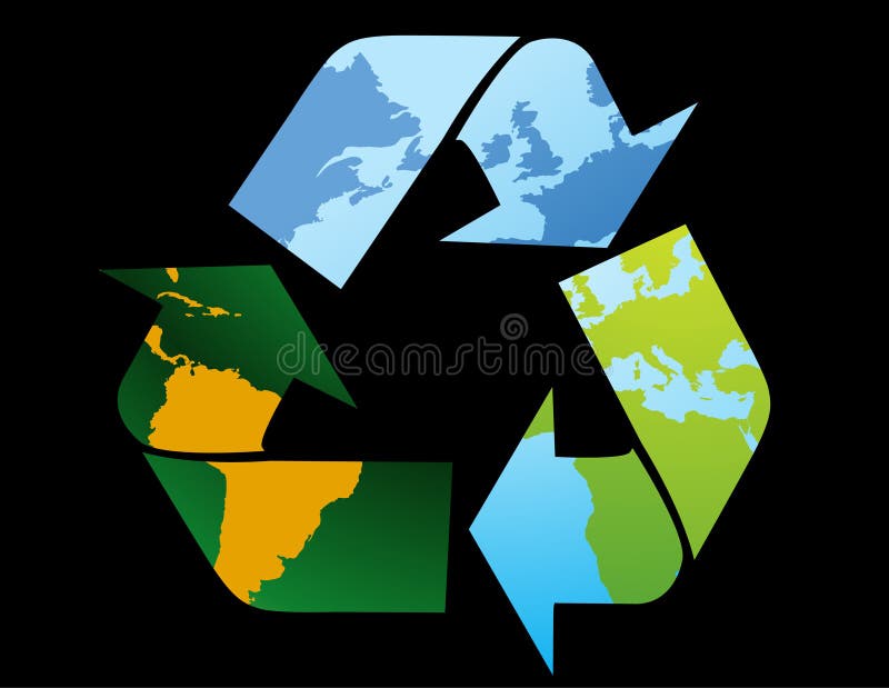 Recycle Symbol-World Map Picture. Image: 4791345