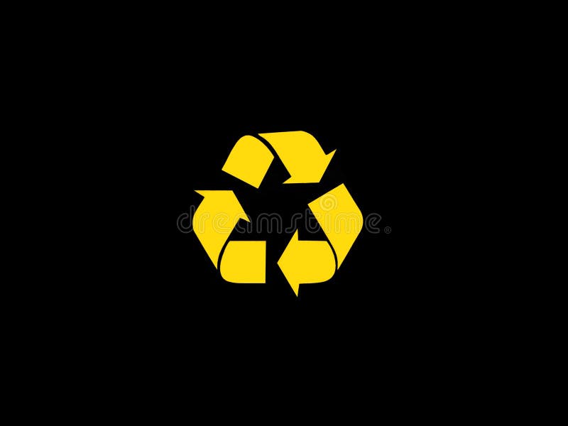 Recycle Symbol, Yellow Sign on Black Background, Illustration Image ...