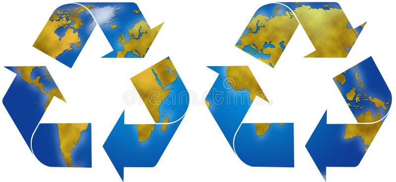 Recycle Symbols with Earth Map Stock Illustration - Illustration of ...
