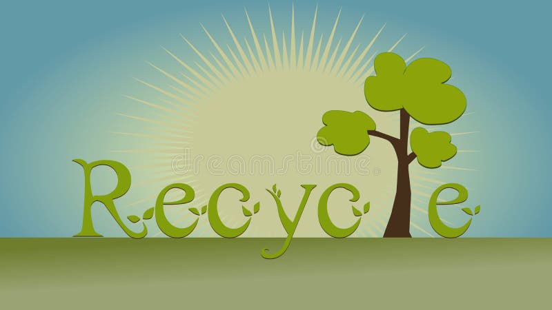 Recycle text with a tree stock vector. Illustration of friendly - 213848572