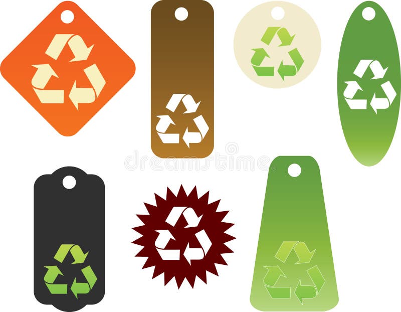 Vector GREEN RECYCLED Labels Stock Vector - Illustration of rectangle ...