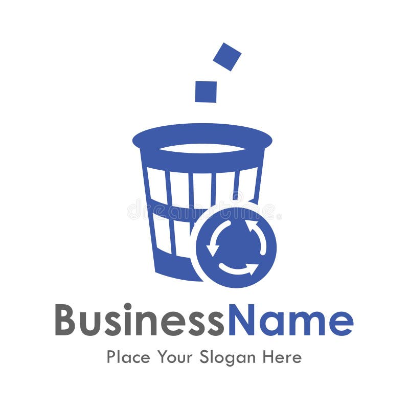 Recycle Trash Bin and Arrow Logo Vector Template Illustration Stock ...