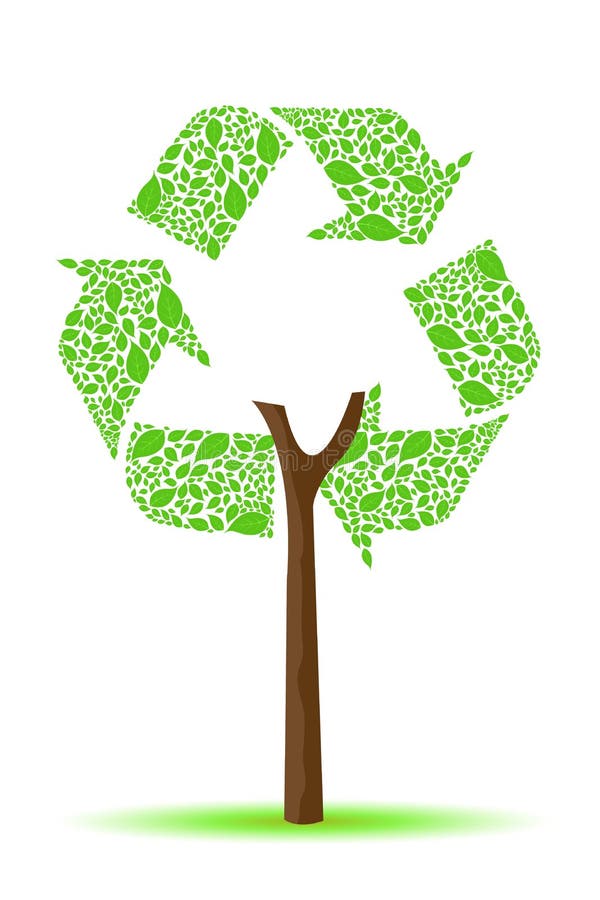 Recycle Symbol On Tree Trunk Stock Illustration - Illustration of ...