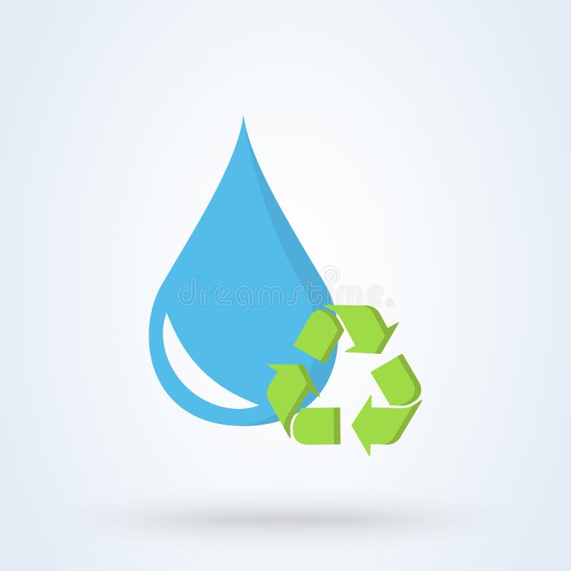 Recycle Water Droplet and Conservation. Vector Flat Blue Design ...