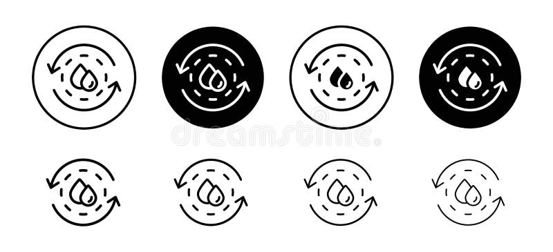 Recycle Water Vector Icon Set Collection. Recycle Water Outline Flat ...