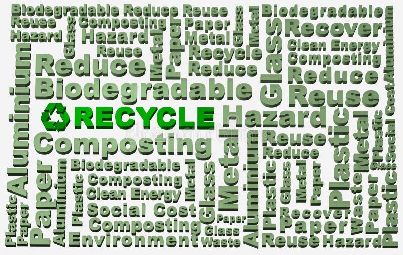 Recycle Word Cloud Conceptual with Nature Word Stock Illustration ...