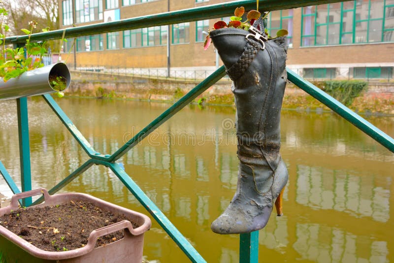Recycled Boot Used As a Planter Stock Image - Image of recycled, reuse ...