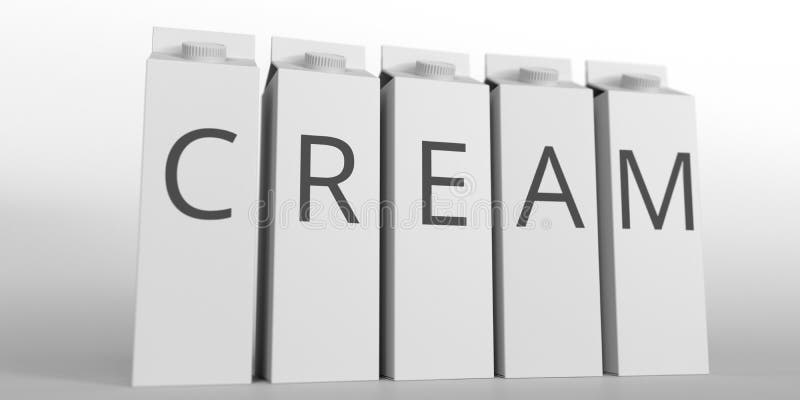 Recycled Boxes with CREAM Text. 3D Rendering Stock Illustration ...